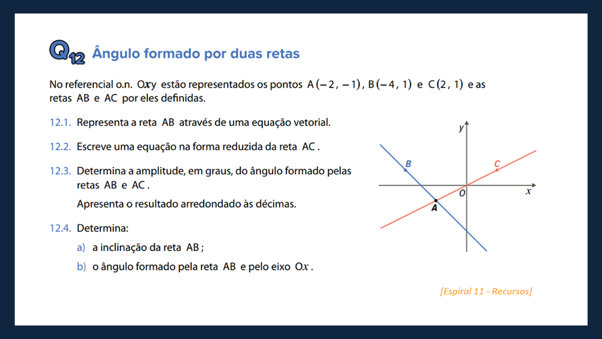 [Exercício] Como calcular o ângulo entre duas retas | Declive e ...